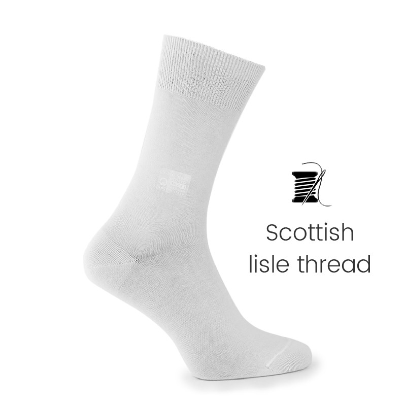 White Scottish lisle thread socks